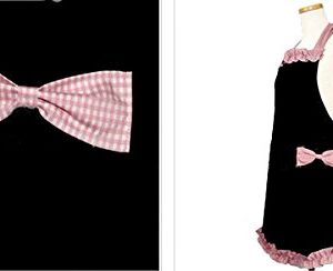 Hyzrz Cute Fashion Aprons for Women Girls Waitress Cooking Restaurant Kitchen Home Cooking Chef Bib Apron Dress Gift (Black)