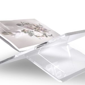 Honygebia Clear Acrylic Book Stands - Cross Frame Acrylic Book Holder, Open Bookstand for Display and Reading, Suitable for Art, Bible, Cookbook, Easel, Magazine, Textbooks 12.5" x 9.5" x 5.5"