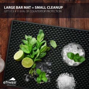 Silicone Drying Mat for Home Bar – Black, Multiuse Cup & Dish Drying Mat Holds 15 Oz. of Spilled Liquid – Large 17.3 x 11.8 In. Silicone Dish Drying Mat – Top Coffee Bar Accessories & More by Efiwasi