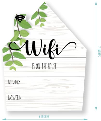 Rustic Farmhouse WiFi Password Sign, Rustic Farmhouse Fridge Magnet, WiFi Sign for Home with Black Wet Erasable Pen, Magnetic White WiFi Sign for Guests, Fridge Magnet Decor, 6 x 7 inches