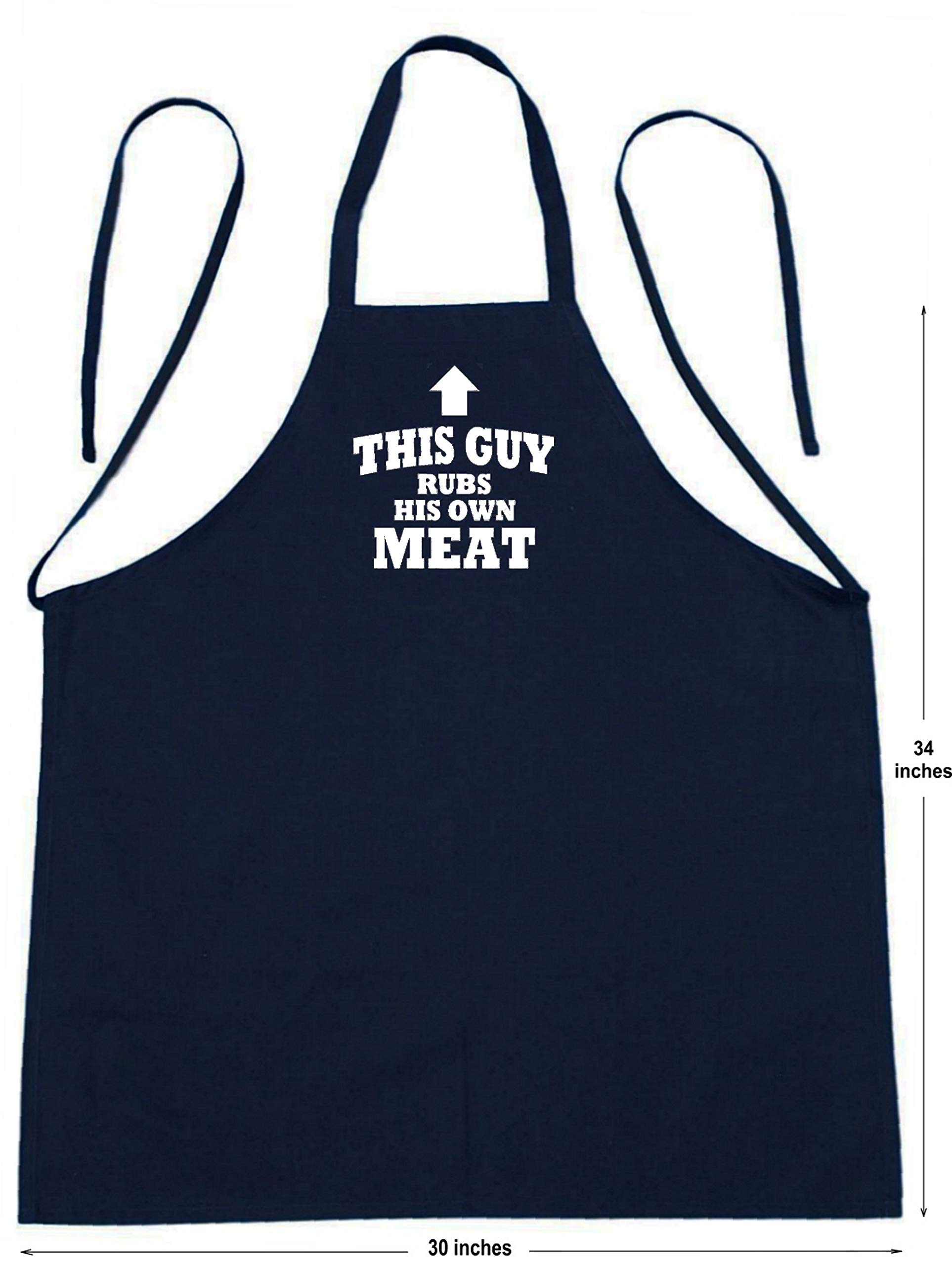 BBQ Apron This Guy Rubs His Own Meat Funny Aprons For Men, Black, Extra Long Ties, One Size Fit All