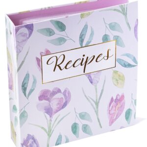 Heart & Berry Recipe Binder for Recipe Cards - Lemon 8.5" x 9.5" Recipe Book Binder With Cards, Dividers and Plastic Page Protectors