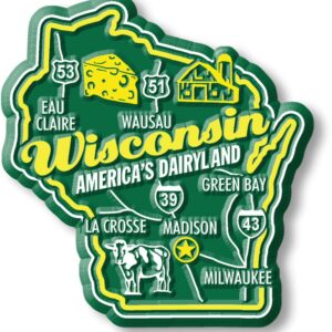 Wisconsin Premium State Magnet by Classic Magnets, 2.3" x 2.5", Collectible Souvenirs Made in The USA