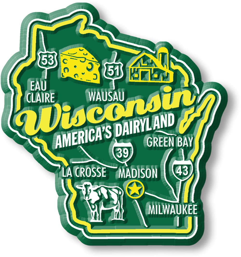 Wisconsin Premium State Magnet by Classic Magnets, 2.3" x 2.5", Collectible Souvenirs Made in The USA