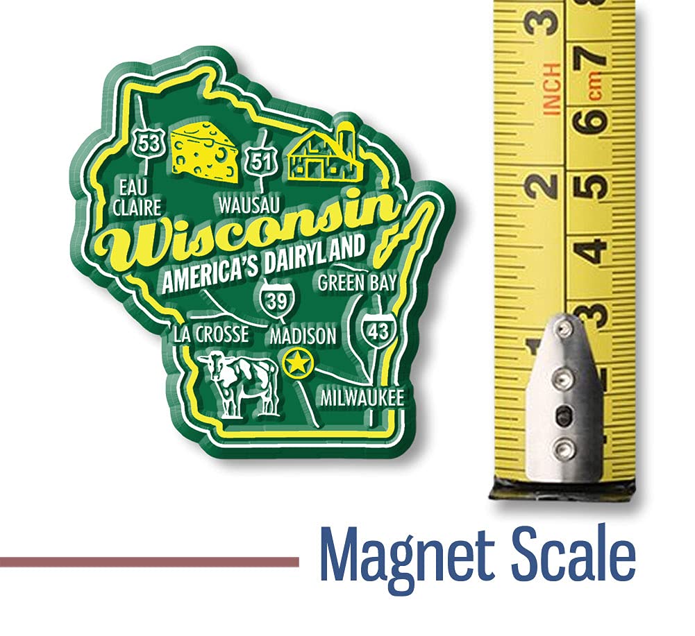 Wisconsin Premium State Magnet by Classic Magnets, 2.3" x 2.5", Collectible Souvenirs Made in The USA