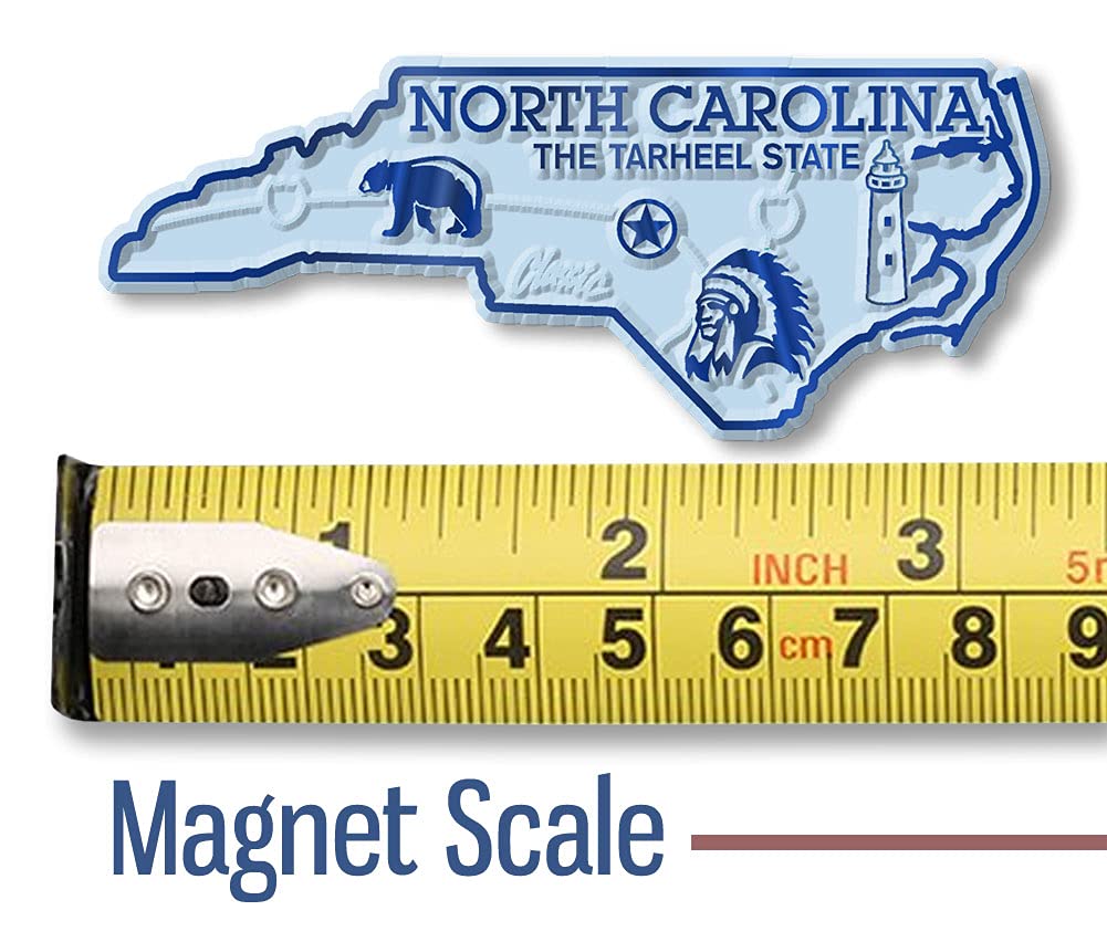 North Carolina Small State Magnet by Classic Magnets, 3.3" x 1.3", Collectible Souvenirs Made in The USA