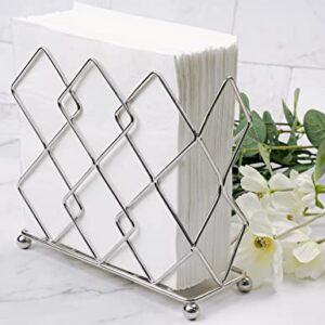 LEVIMETREE Silver Napkin Holder - Stainless Steel Napkin Holders for Tables Modern Serviette Holder Tissue Dispenser Perfect for Outdoor Events - Decorative Clear Cocktail Napkin Kitchen Décor