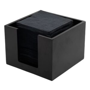 restaurantware 5.5 x 4 inch cocktail napkin holder, 1 square flat napkin holder - for bars, kitchen tables, or countertops, sturdy, black bamboo tissue napkin holder, dining room decor