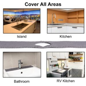 18'' Kitchen Faucet Absorbent Mat, Sink Splash Guard, Microfiber Faucet Handle Drip Catcher, Kitchenguard Tray, Water Drying Pads Behind Faucet, Counter Protector for Kitchen, Bathroom, and RV Faucet