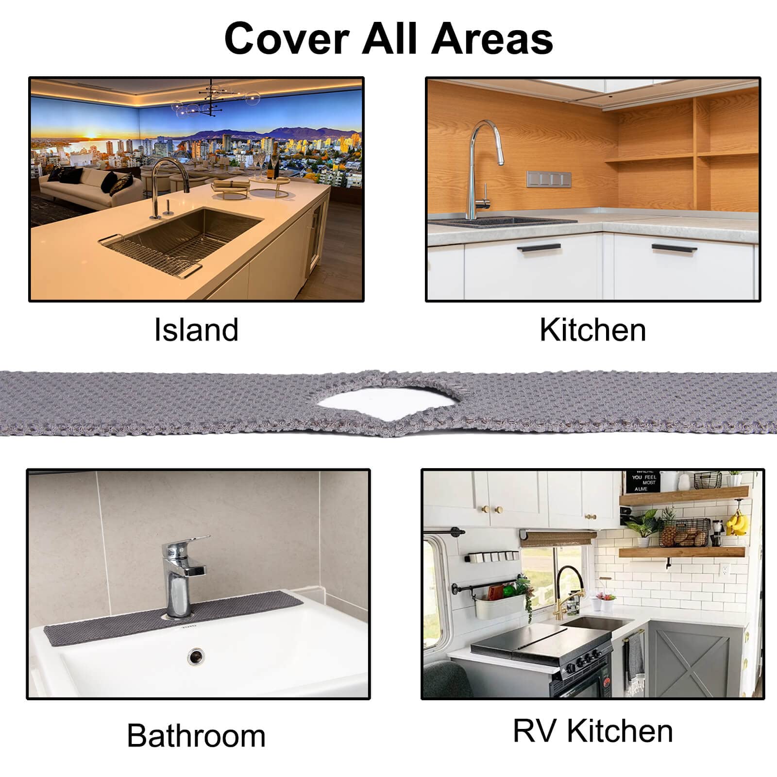 18'' Kitchen Faucet Absorbent Mat, Sink Splash Guard, Microfiber Faucet Handle Drip Catcher, Kitchenguard Tray, Water Drying Pads Behind Faucet, Counter Protector for Kitchen, Bathroom, and RV Faucet