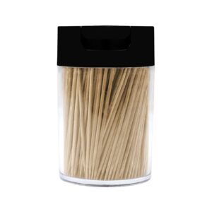 sihuuu toothpick holder with 1000 natural bamboo toothpicks for teeth cleaning plastic toothpick dispensers with pour holes unique home design decor black