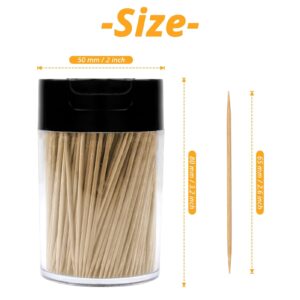 Sihuuu Toothpick Holder with 1000 Natural Bamboo Toothpicks for Teeth Cleaning Plastic Toothpick Dispensers with Pour Holes Unique Home Design Decor Black