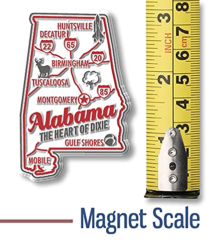 Alabama Premium State Magnet by Classic Magnets, 1.8" x 2.8", Collectible Souvenirs Made in The USA