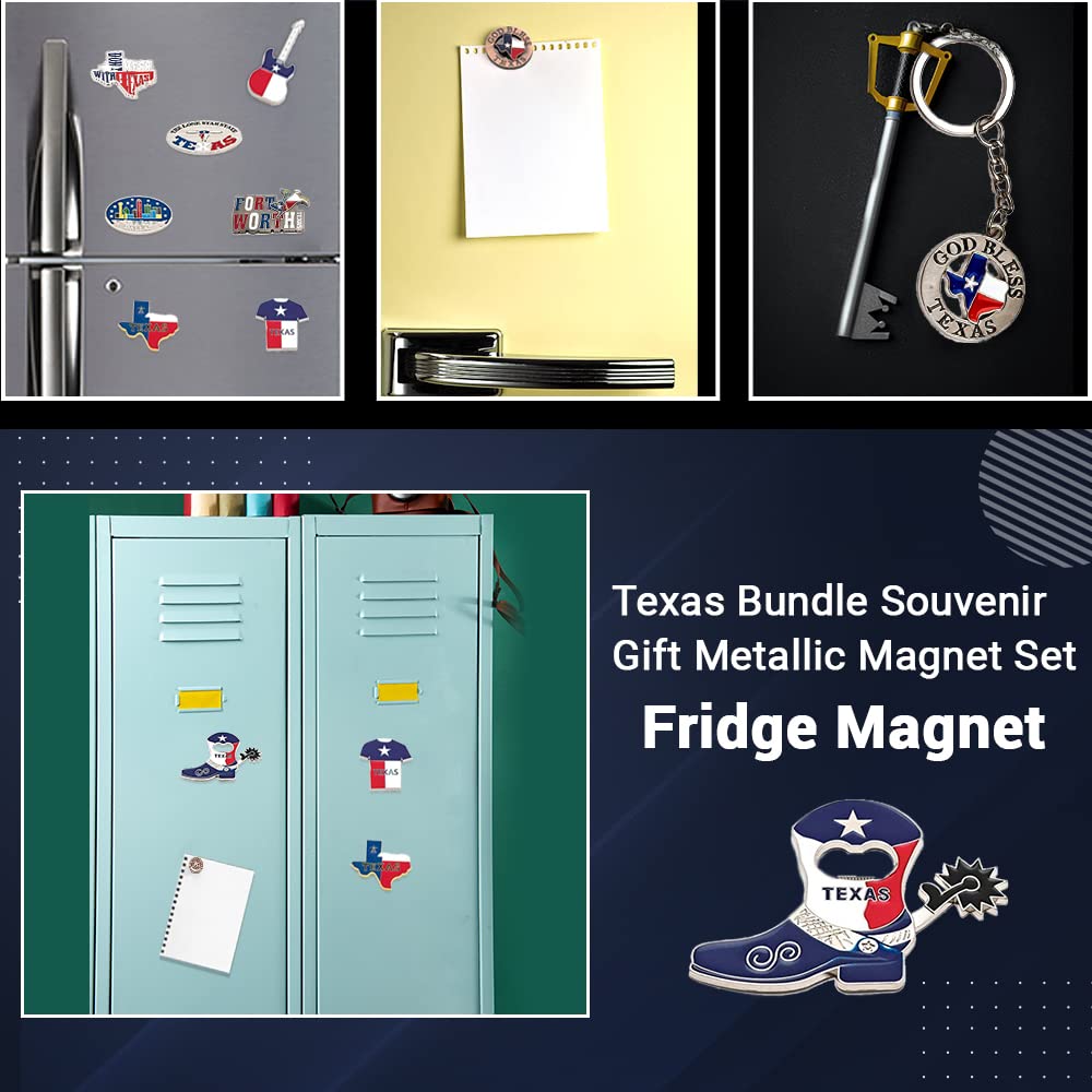 Lamatar1 Texan Charm: 15-Piece Souvenir Magnet & Keychain Set - Hat, Boot, God Bless' Design - Unique Texas Collection