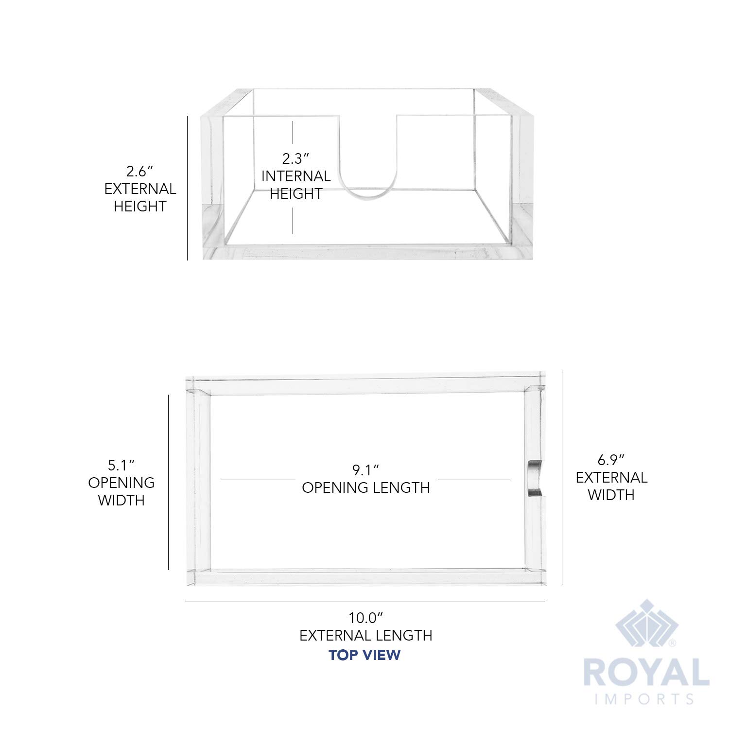 Royal Imports Acrylic Guest Towel Napkin Holder, Clear Fancy Paper Hand Napkin Tray Caddy Storage for Buffet, Kitchen, Dining, Bathroom, Party, 6"x10"x2.5"