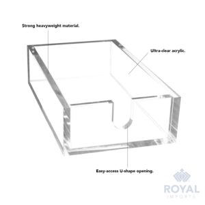 Royal Imports Acrylic Guest Towel Napkin Holder, Clear Fancy Paper Hand Napkin Tray Caddy Storage for Buffet, Kitchen, Dining, Bathroom, Party, 6"x10"x2.5"