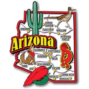 arizona jumbo state magnet by classic magnets, 3.2" x 4.1", collectible souvenirs made in the usa