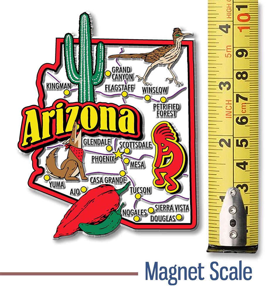 Arizona Jumbo State Magnet by Classic Magnets, 3.2" x 4.1", Collectible Souvenirs Made in The USA