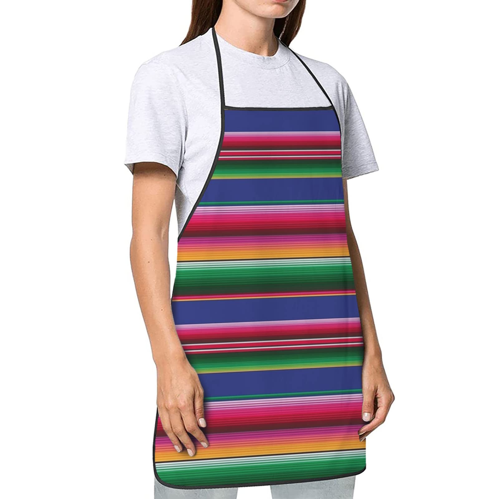 Cilouebghg Mexican Serape Designs Funny Design Apron Personalized Kitc Restaurant Pinafore with Neck Strap Chef Home Barber Kitchen Gardening