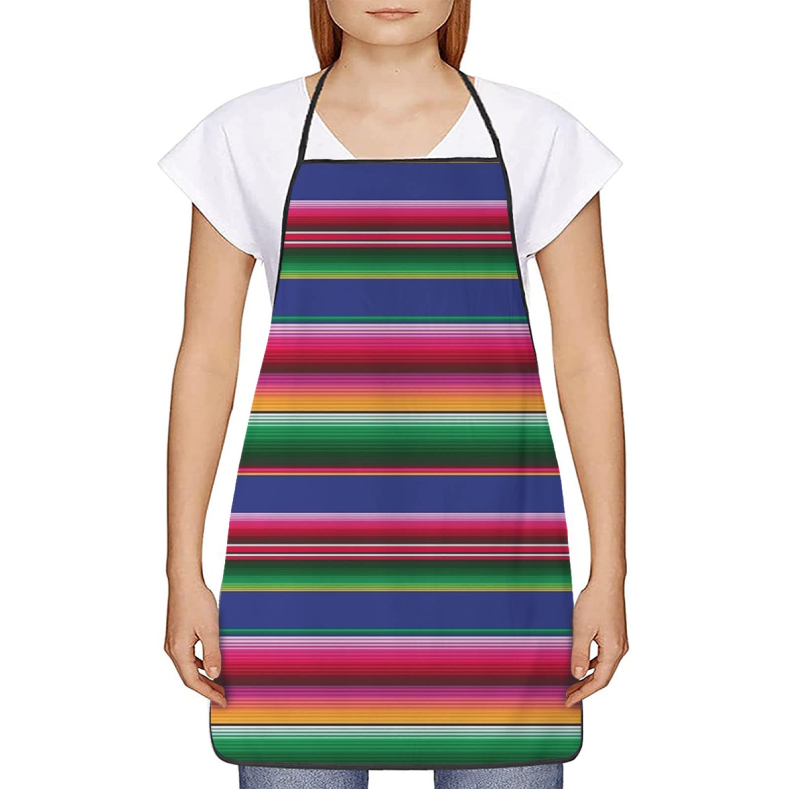 Cilouebghg Mexican Serape Designs Funny Design Apron Personalized Kitc Restaurant Pinafore with Neck Strap Chef Home Barber Kitchen Gardening