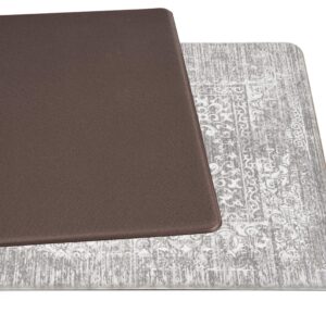 Rugshop Distressed Traditional Vintage Design Anti Fatigue Standing Mat 18" x 47" Gray