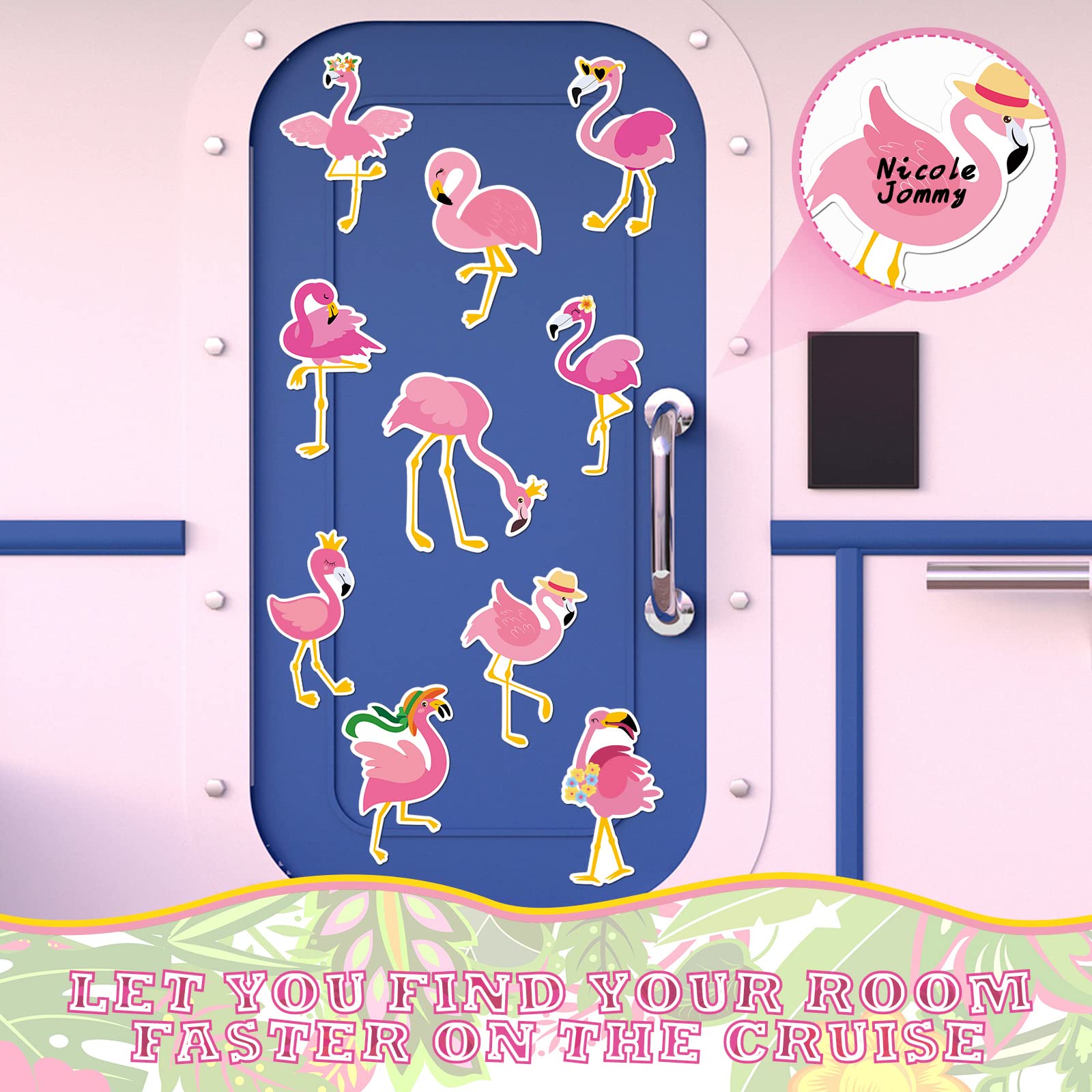 Geiserailie 10 Pieces Summer Flamingo Magnet Cute Cruise Door Magnets Pink Flamingo Fridge Sticker Magnetic Refrigerator Protector Car Decals for Kitchen School Office Whiteboard