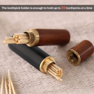 Geilihome 3PCS Portable Wood Toothpick Holder Mini Toothpick box Pocket Toothpick Holder (Multi-color)