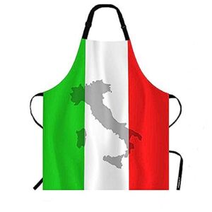 wondertify italian flag apron,the contour of italian territory is printed on the flag bib apron with adjustable neck for men women,suitable for home kitchen cooking waitress chef grill bistro apron