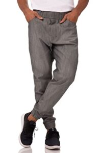 chef works men's jogger 257 chef pants, black white stripe, large