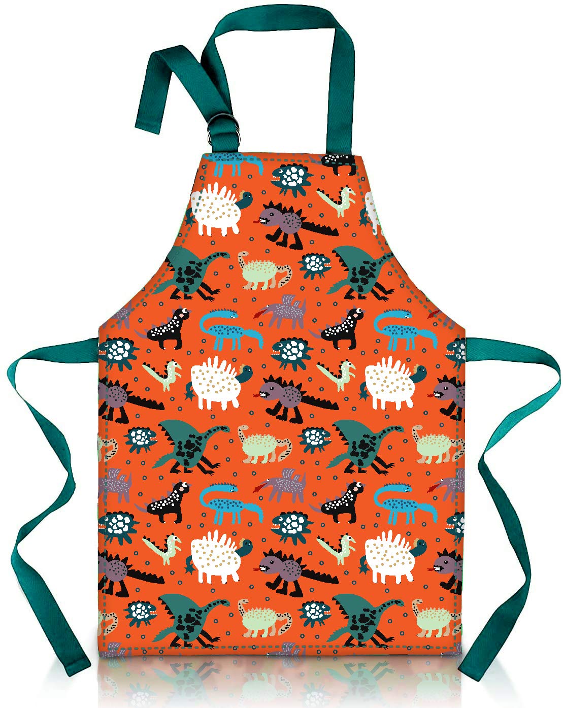 Dinky Ninky - Waterproof Toddler Apron with Dinosaur Print - Adjustable PVC Apron for Little Cooks & Artists, Ages 2-4, Easy-Clean Kitchen & Art Smock