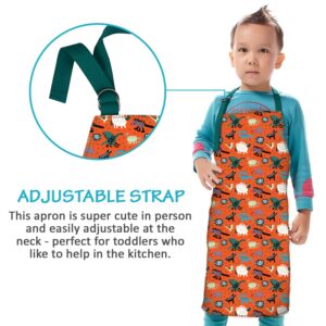 Dinky Ninky - Waterproof Toddler Apron with Dinosaur Print - Adjustable PVC Apron for Little Cooks & Artists, Ages 2-4, Easy-Clean Kitchen & Art Smock