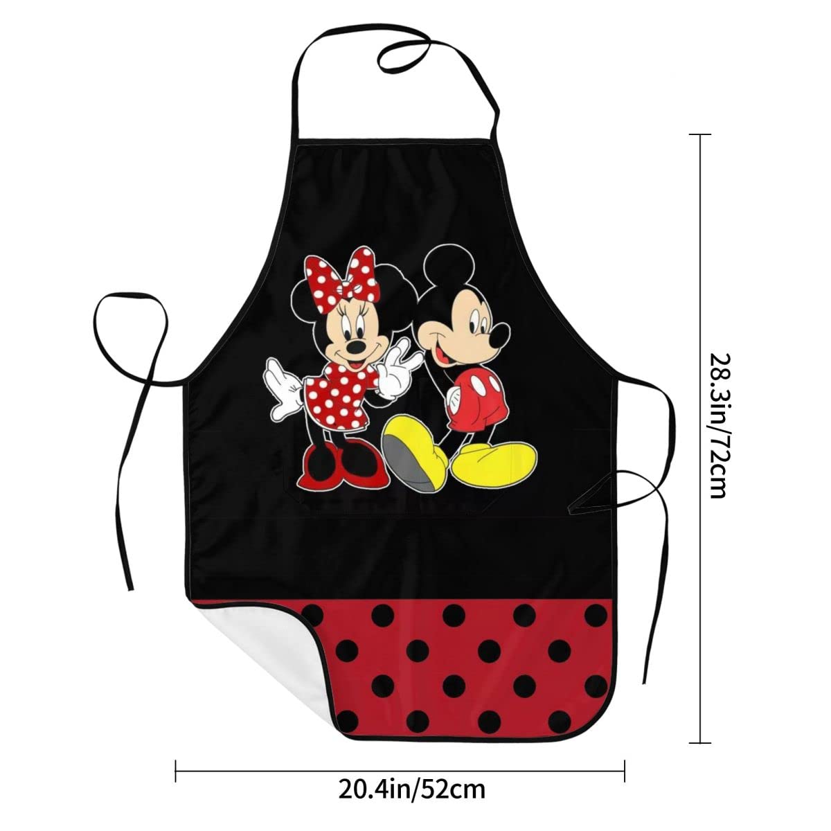 EVWKL Anime Printing Polka Dot Apron Funny Cooking Chef Cartoon Characters Aprons Adjustable Cute Apron with Pockets for Home Kitchen(black)