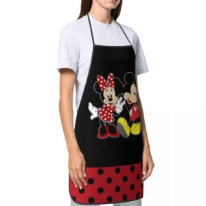 EVWKL Anime Printing Polka Dot Apron Funny Cooking Chef Cartoon Characters Aprons Adjustable Cute Apron with Pockets for Home Kitchen(black)