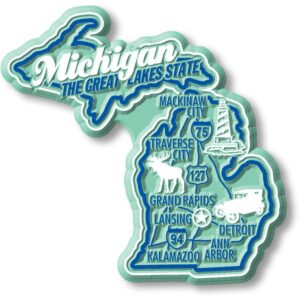 michigan premium state magnet by classic magnets, 2.9" x 2.8", collectible souvenirs made in the usa