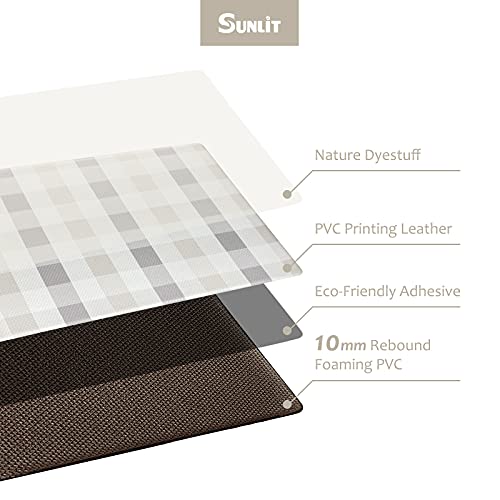 Sunlit Set of 2 Anti Fatigue Kitchen Floor Mat, Non Slip Waterproof Comfort Standing Mat, 0.4Inch Thick Cushioned Farmhouse Kitchen Rug Runner, Buffalo Plaid(Size:17"x28"&17"x47")