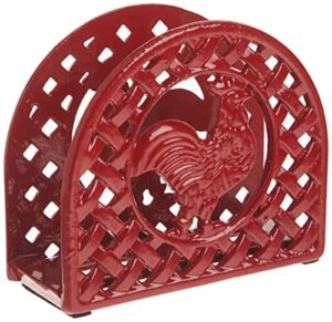 home basics cast iron rooster napkin holder (red)