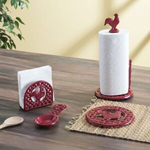 Home Basics Cast Iron Rooster Napkin Holder (Red)