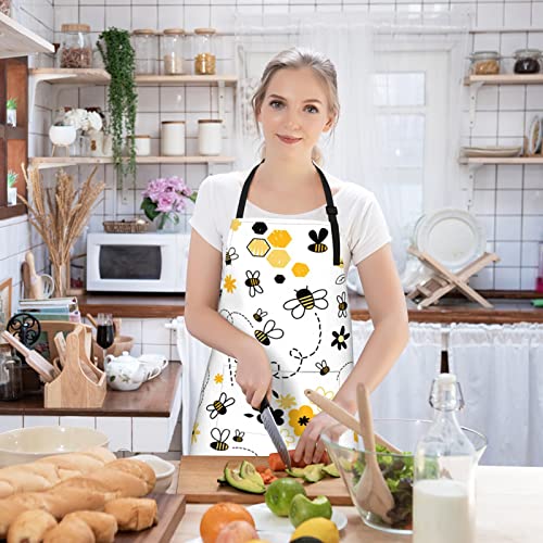 Sofevaim Bee Aprons for Women with Pockets - Spring Apron Waterproof Cute Apron for Cooking Baking Dishwashing, BBQ, Bee kitchen decor, Bee Gifts for Mom, Kitchen Aprons Adjustable Spring Decor