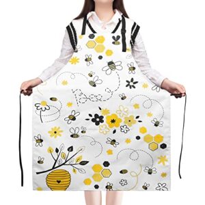 Sofevaim Bee Aprons for Women with Pockets - Spring Apron Waterproof Cute Apron for Cooking Baking Dishwashing, BBQ, Bee kitchen decor, Bee Gifts for Mom, Kitchen Aprons Adjustable Spring Decor