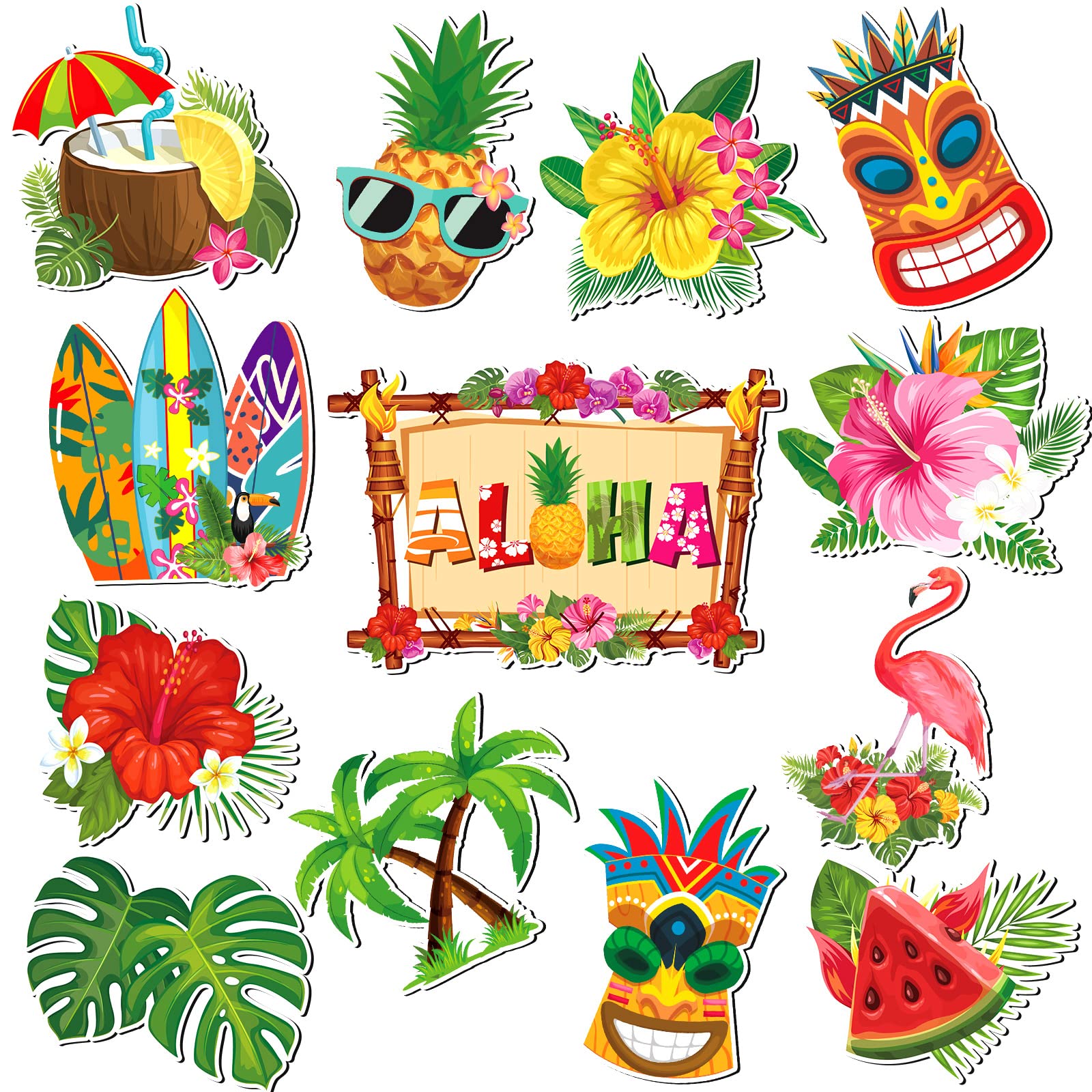 13 Pcs Summer Beach Car Magnets Cruise Door Magnets Decorations Pineapple Palm Tree Refrigerator Magnets Hawaii Tropical Magnets Fridge Decor Flamingo Magnetic Decals Sticker for Fridge