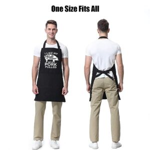 Miracu Funny Cooking Aprons for Men, Mens Grilling BBQ Aprons with Pockets - I Like My Butt Rubbed & My Pork Pulled - Fathers Day, Birthday Gifts for Men, Husband, Boyfriend, Guy, Dad, Friends, Him