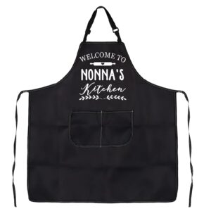 pxtidy welcome to nonna’s kitchen nonna kitchen apron nonna birthday mothers day gift grandma kitchen apron cooking gifts (nonna's kitchen)