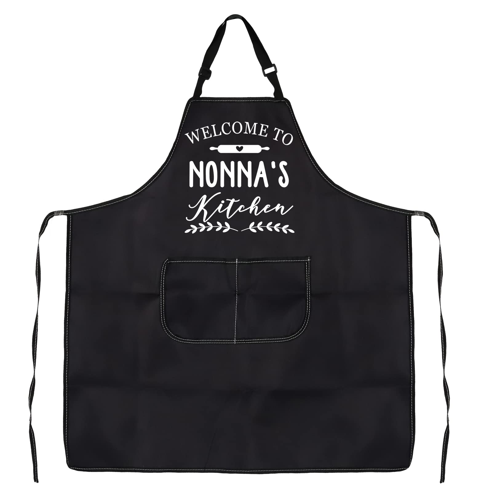 PXTIDY Welcome to Nonna’s Kitchen Nonna Kitchen Apron Nonna Birthday Mothers Day Gift Grandma Kitchen Apron Cooking Gifts (NONNA'S kitchen)