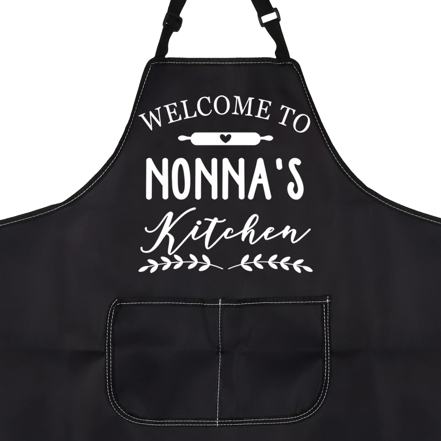 PXTIDY Welcome to Nonna’s Kitchen Nonna Kitchen Apron Nonna Birthday Mothers Day Gift Grandma Kitchen Apron Cooking Gifts (NONNA'S kitchen)