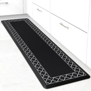 kitchenclouds kitchen mat anti fatigue mat cushioned comfort kitchen rugs 17.3"x 60" black floor mat non-slip kitchen rug waterproof rug standing desk mat for kitchen floor, home, office, laundry