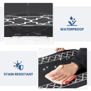 KitchenClouds Kitchen Mat Anti Fatigue Mat Cushioned Comfort Kitchen Rugs 17.3"x 60" Black Floor Mat Non-Slip Kitchen Rug Waterproof Rug Standing Desk Mat for Kitchen Floor, Home, Office, Laundry