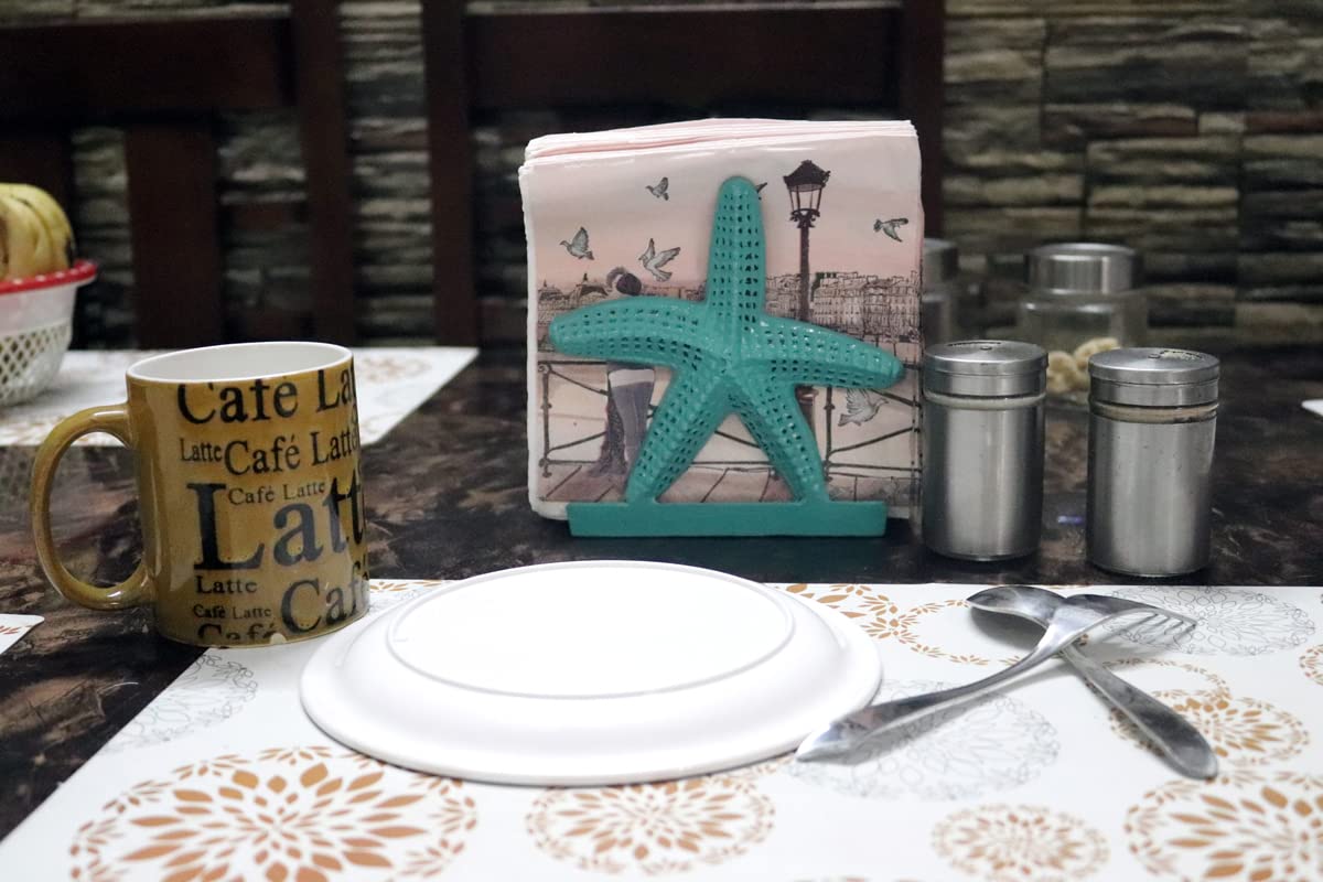 Nautical Starfish Lunch Dinner Metal Napkin Holder Kitchen Napkin Beverage Cocktail Ocean Coastal Napkin Holder By The Metal Magician (Distressed Green)