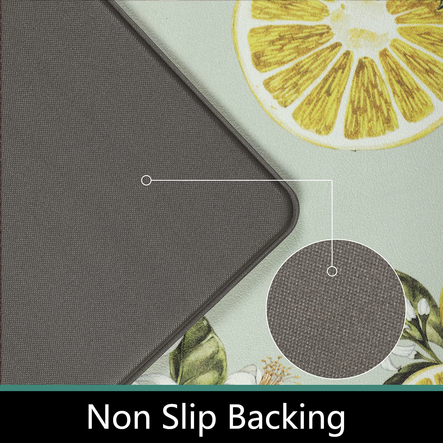 Homcomoda Kitchen Mat Cushioned Anti Fatigue 2 Piece Waterproof Kitchen Rugs and Mats Non Skid PVC Kitchen Floor Mat Heavy Duty Standing Comfort Mat for Kitchen Laundry Offic Sink 17"x28"+17"x47"