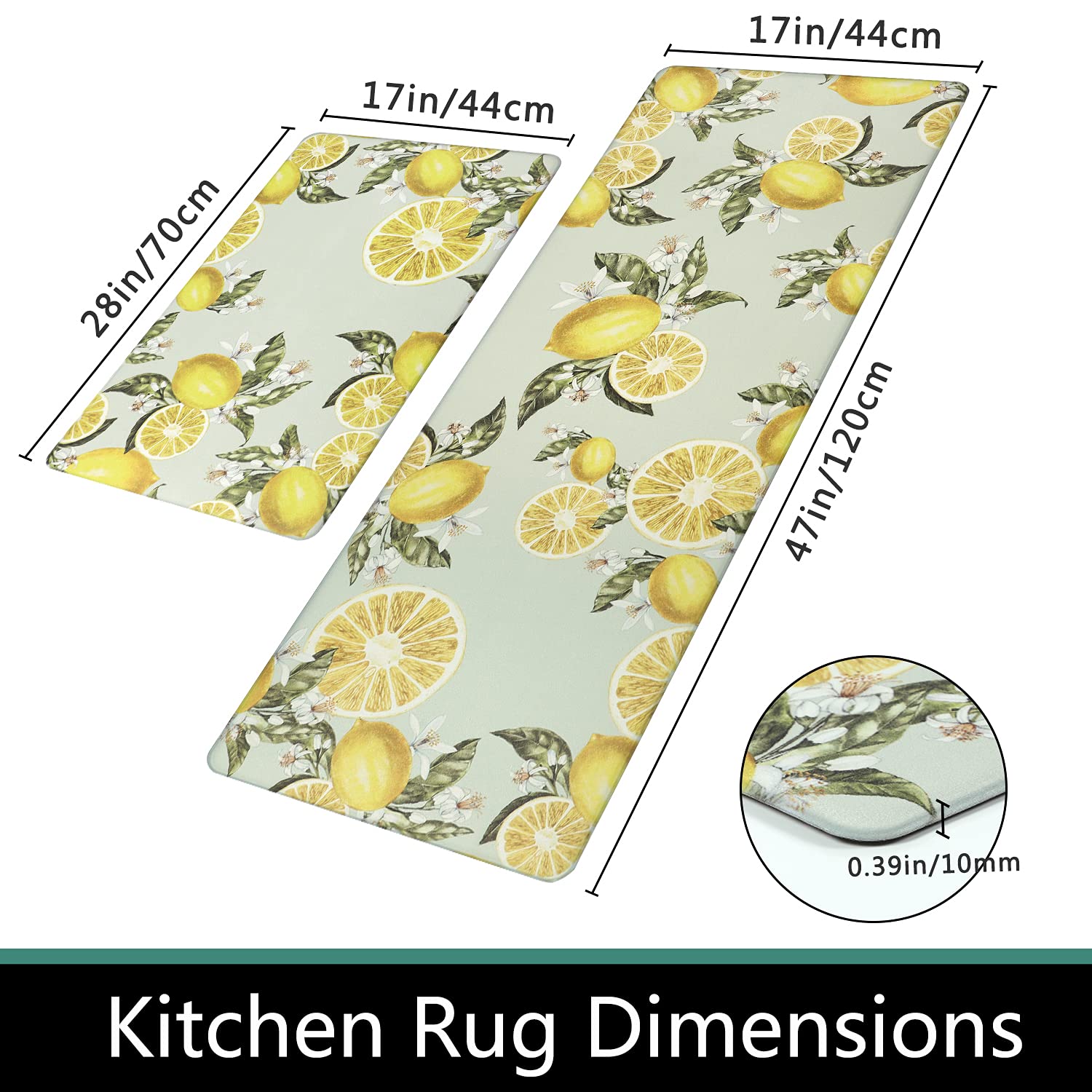 Homcomoda Kitchen Mat Cushioned Anti Fatigue 2 Piece Waterproof Kitchen Rugs and Mats Non Skid PVC Kitchen Floor Mat Heavy Duty Standing Comfort Mat for Kitchen Laundry Offic Sink 17"x28"+17"x47"