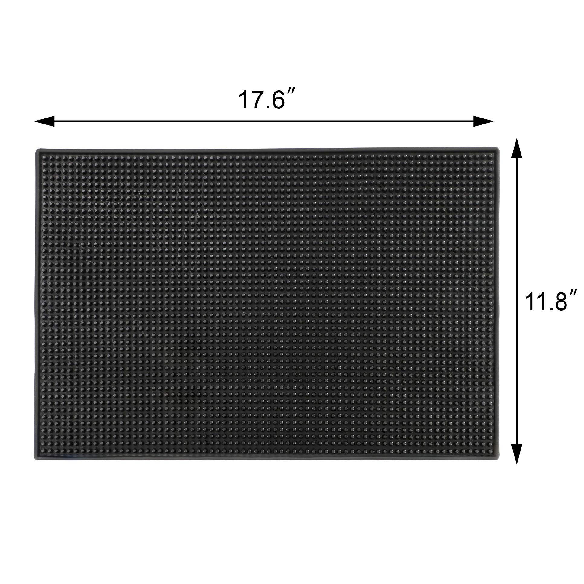 New Star Foodservice 48421 Rubber Bar Service Mat for Counter Top, 12-Inch by 18-Inch, Black